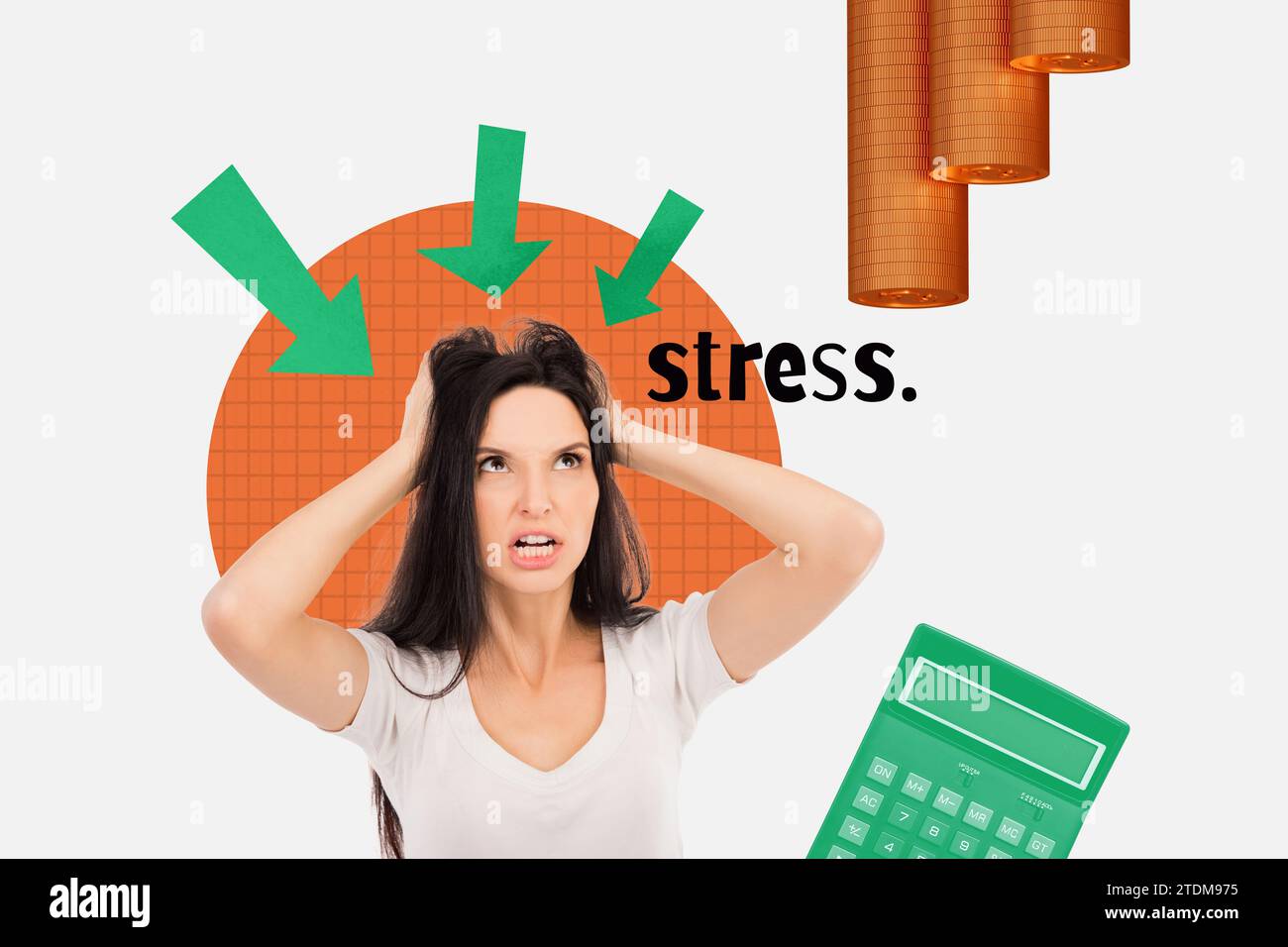 Collage banner illustration picture young worker lady confused hold ...