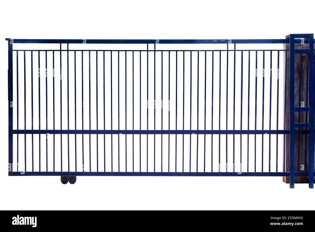 Closeup view of the iron fence rail gate isolated over a white ...