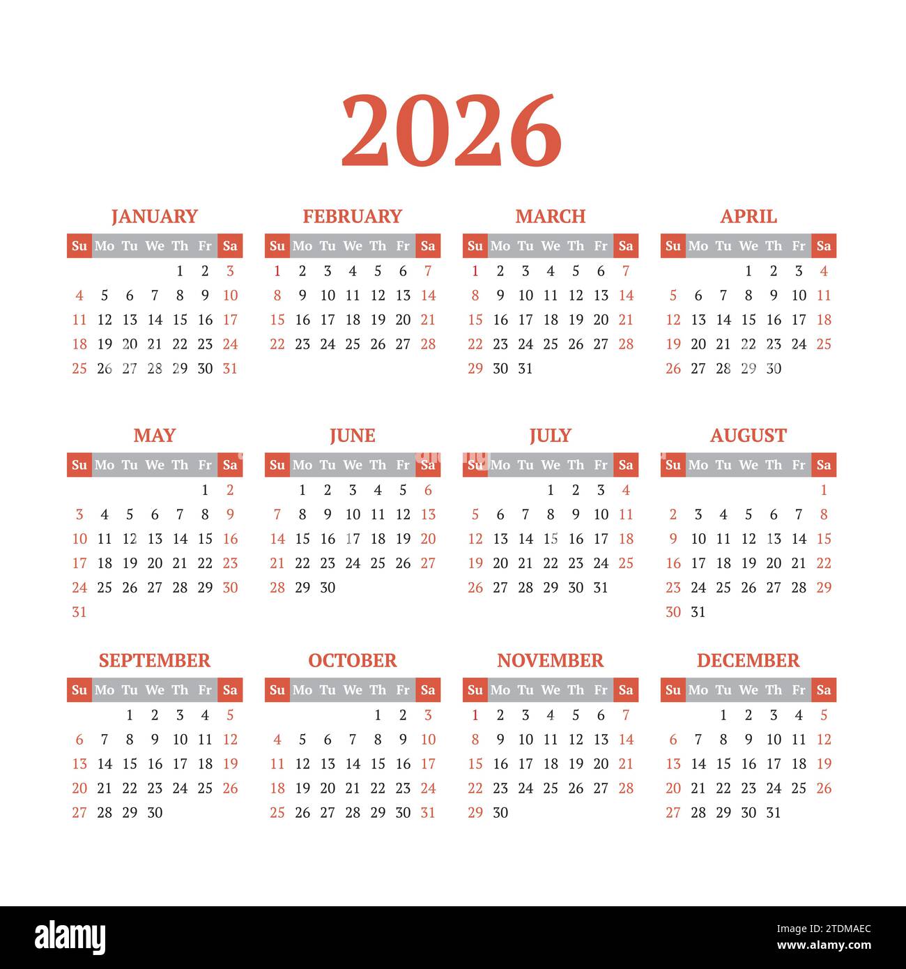 November 2026 calendar page hi-res stock photography and images - Alamy
