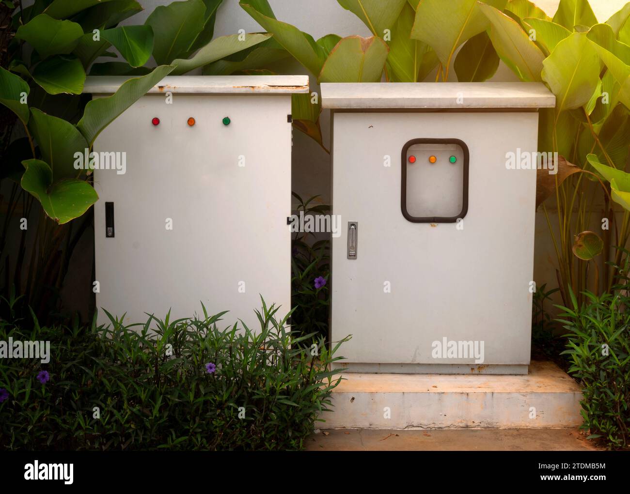 The electrical switch panel at the outdoor. Electric distribution box ...