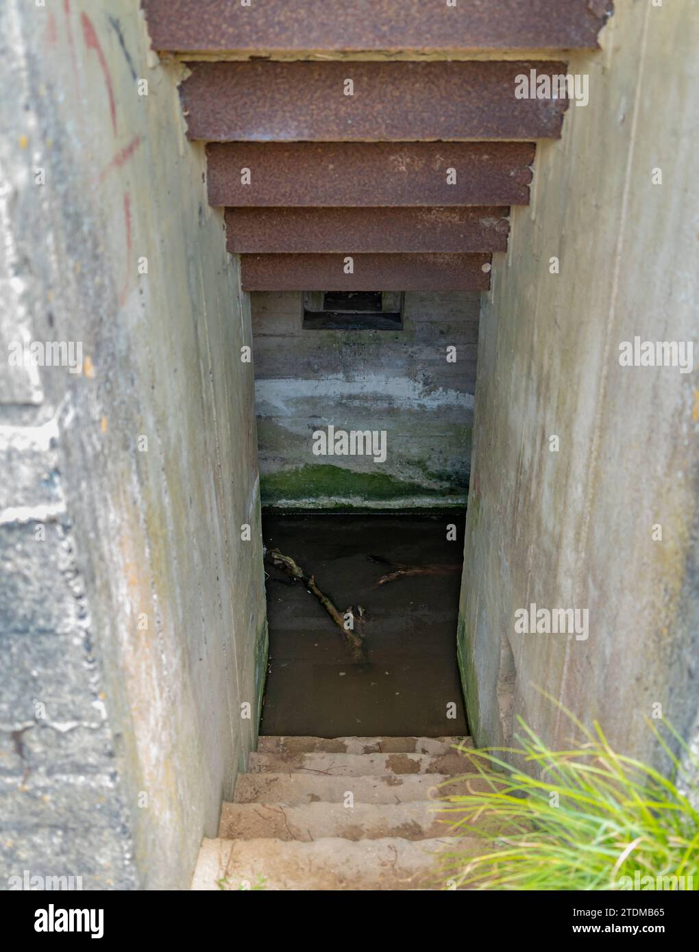 Entrance of a gun emplacement at Utah Beach which was one of the five ...