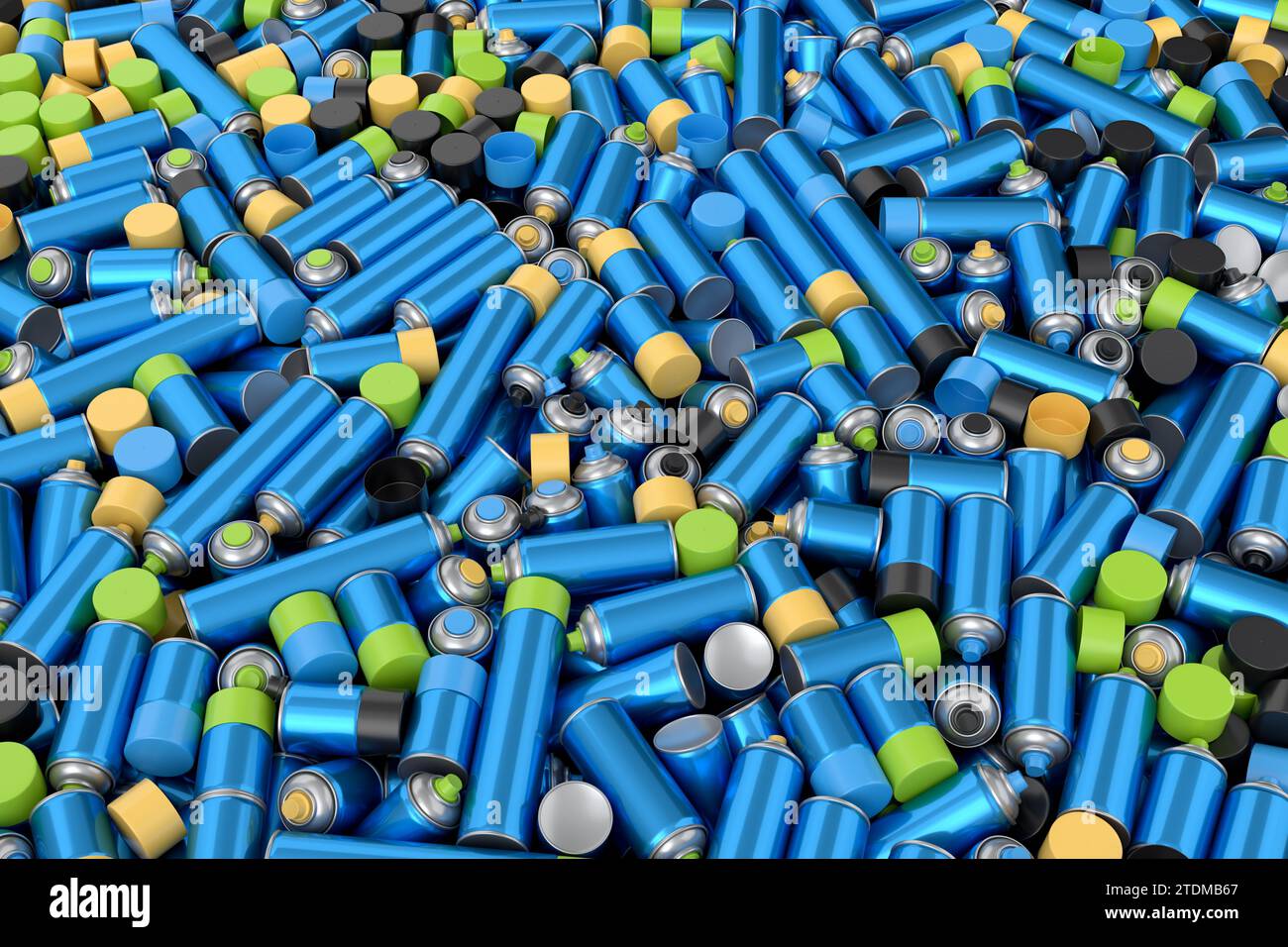 Pile of spray paint cans on black background. 3d render spray paint ...