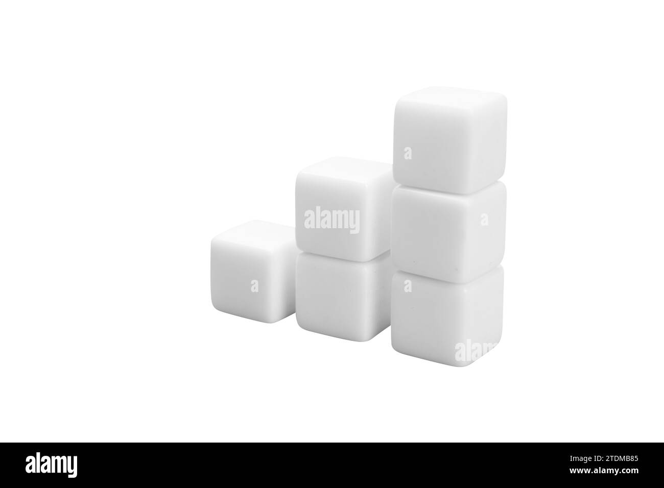 Closeup view of small cubes with stairs pattern isolated over white ...