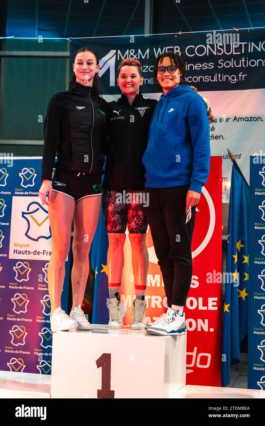 Melanie Henique and CACHOT Albane and PIGREE Analia Podium Women 100m ...