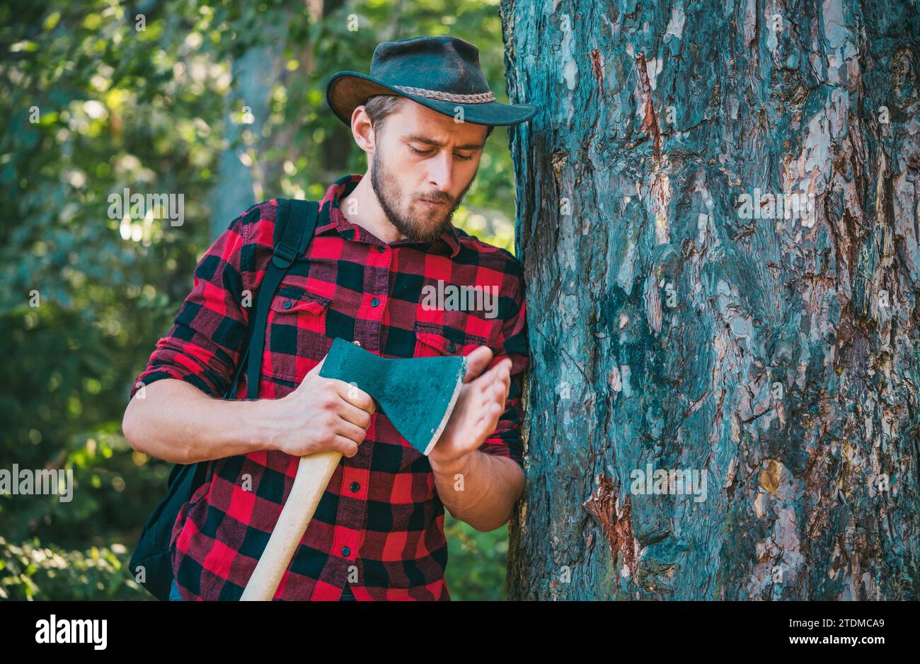Man walking into forest with axe hi-res stock photography and images ...