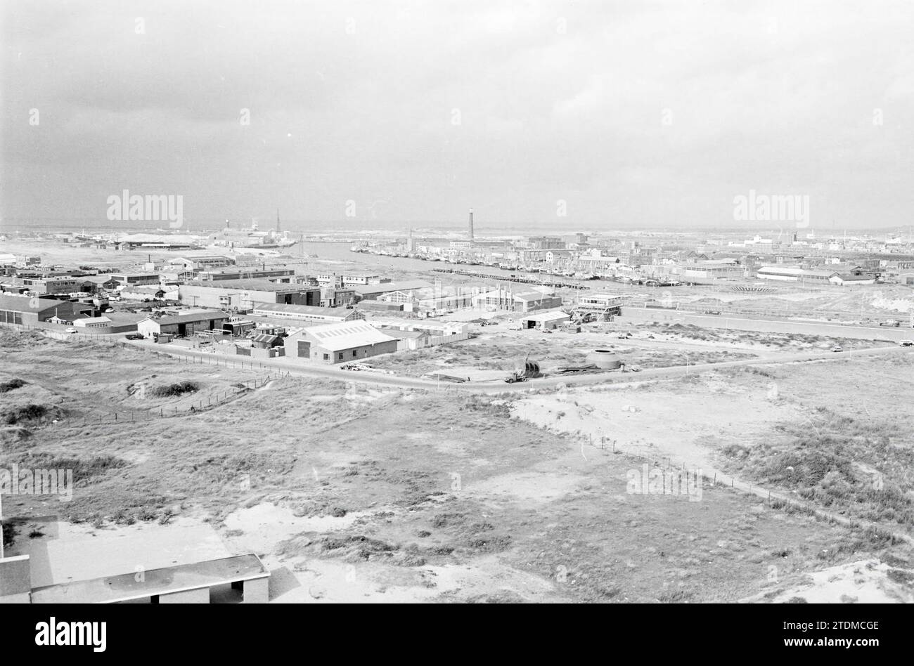 Overview of industrial estate from Orionweg apartment, IJmuiden, The Netherlands, 02-10-1967 ...
