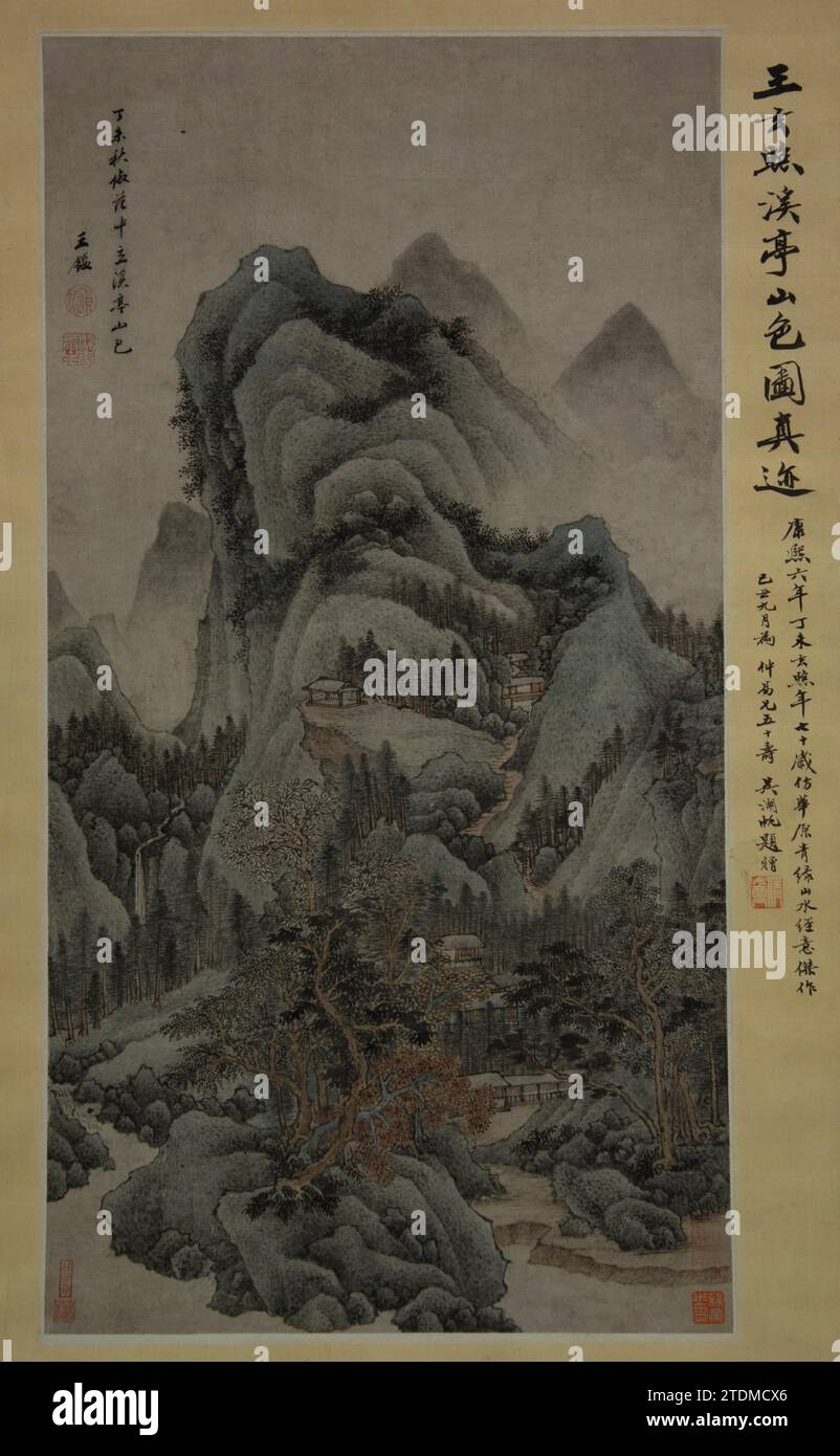 Mountain Scenery with Streams and Pavilions in the Style of Fan Kuan ...