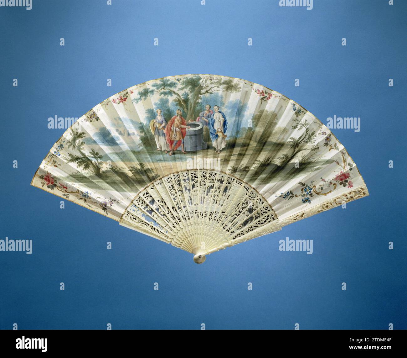 Folding range with paper leaf on which in watercolor Rebecca, Eliezer ...