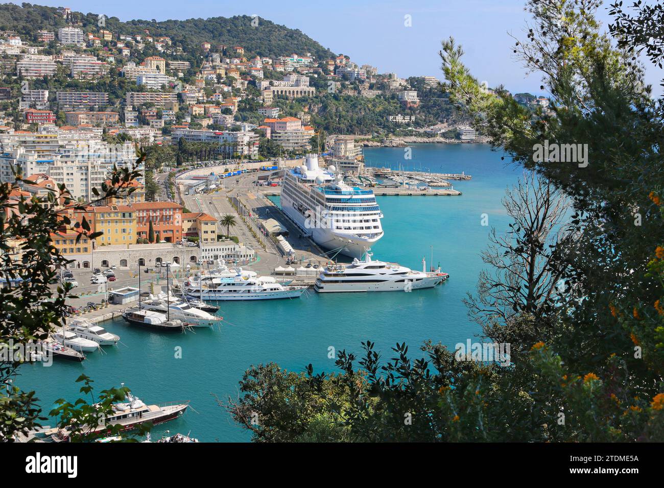 Cruise ship moored in the port of Nice, Port Lympia, French Riviera ...