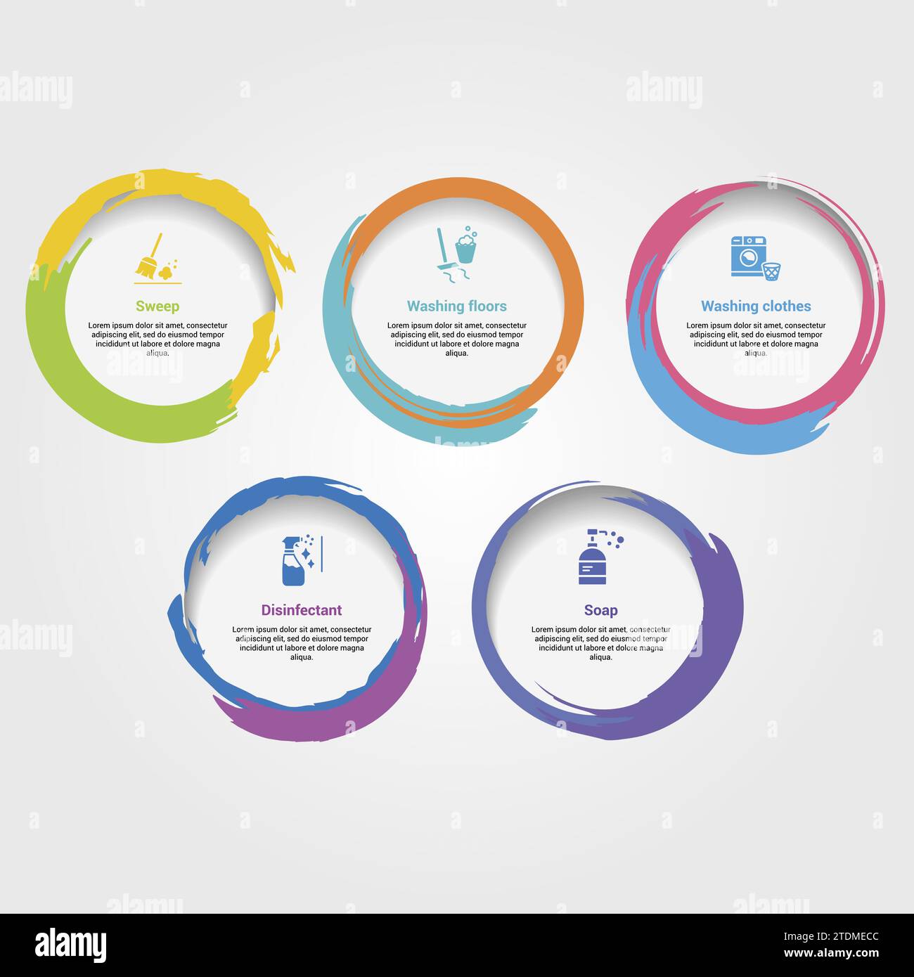 Infographics with Cleaning theme icons, 10 steps. Such as sweep ...