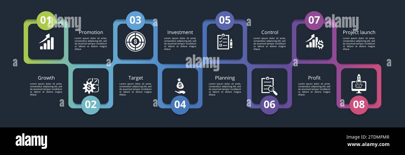 Infographics with Start Up theme icons, 10 steps. Such as growth ...