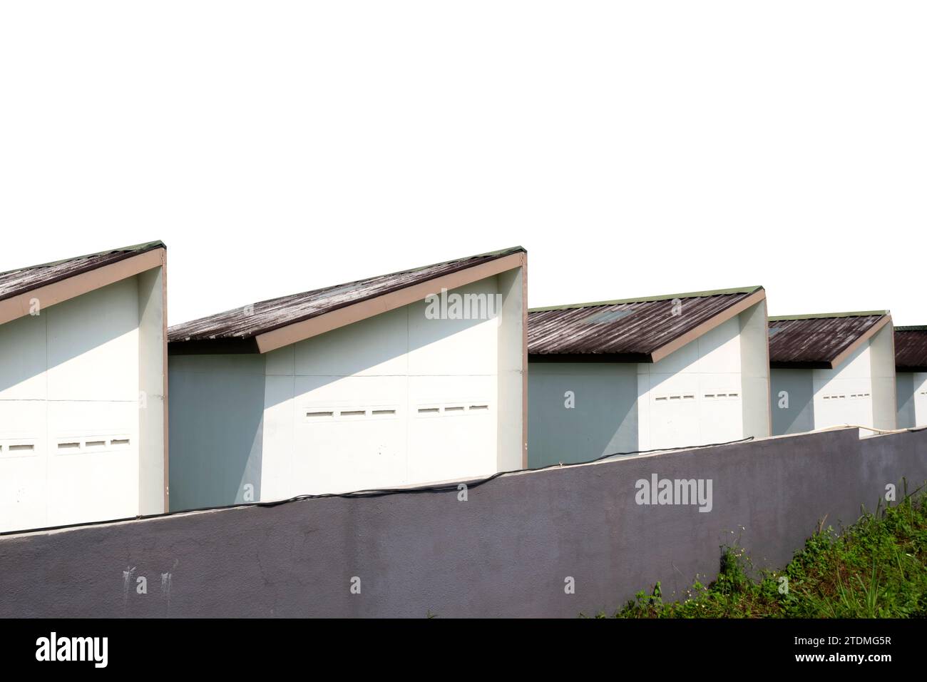 Residential houses in a housing area isolated over a white background ...