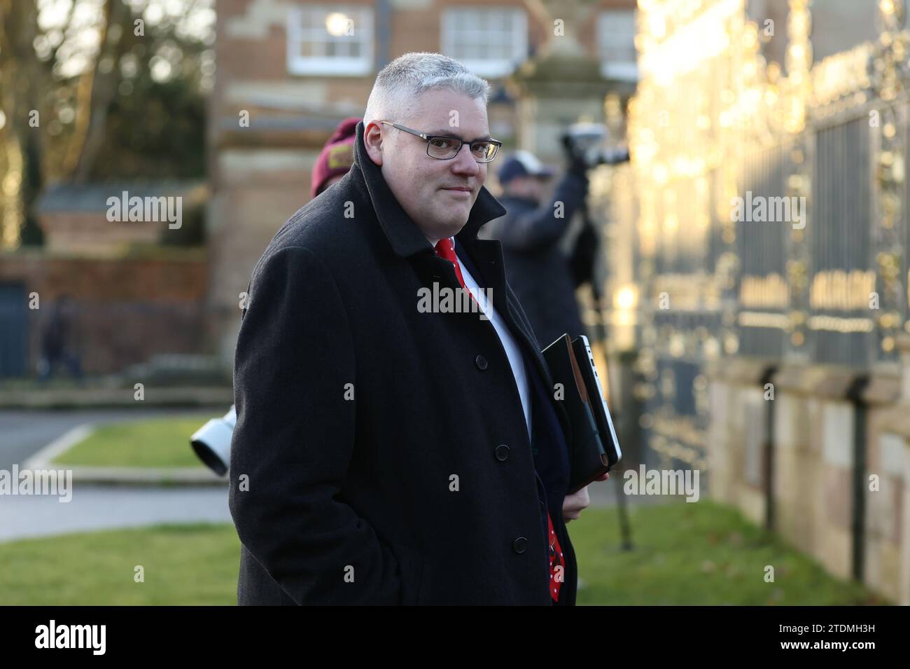 Deputy Leader of the DUP Gavin Robinson arrives at Hillsborough Castle where political parties ...