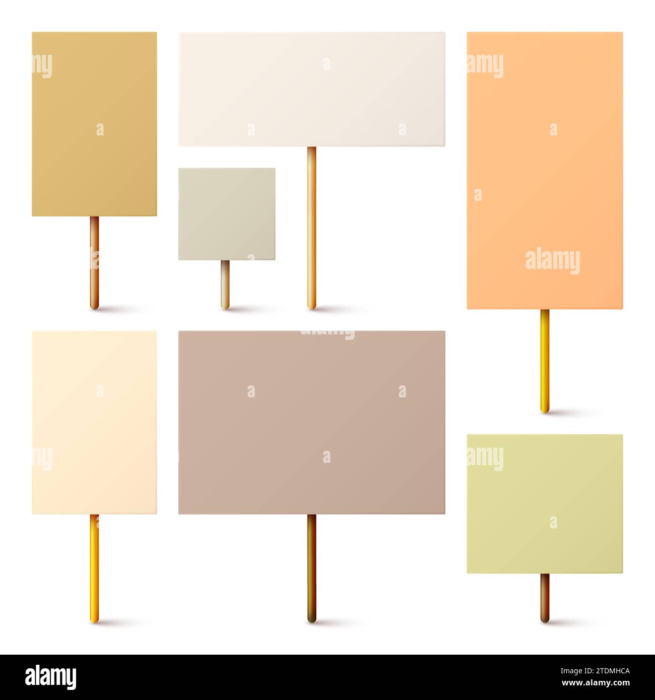 Blank colorful protest sign with wooden holder. Realistic vector ...