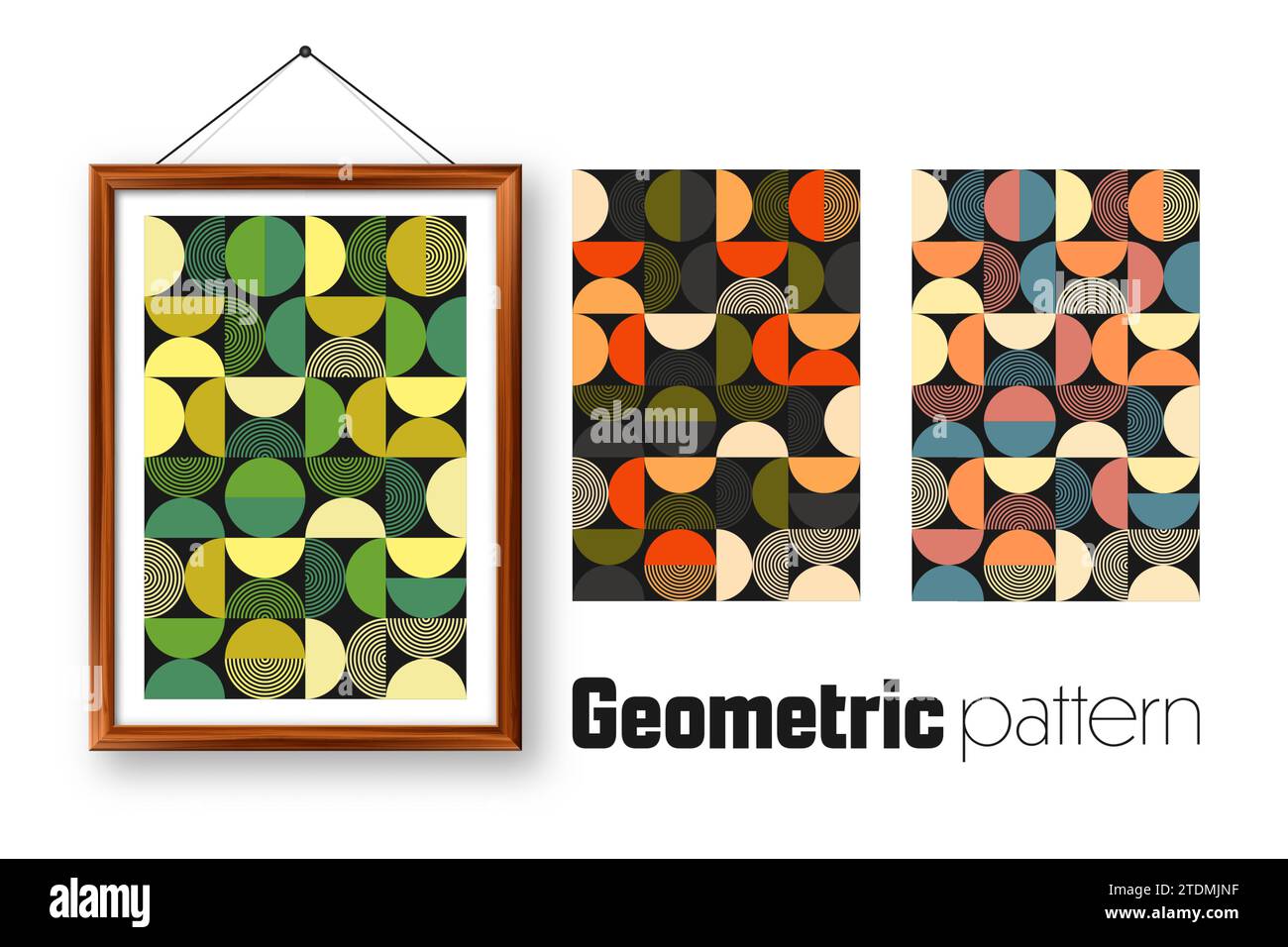 Picture frame with geometric trendy pattern, Bauhaus style. Modern ...