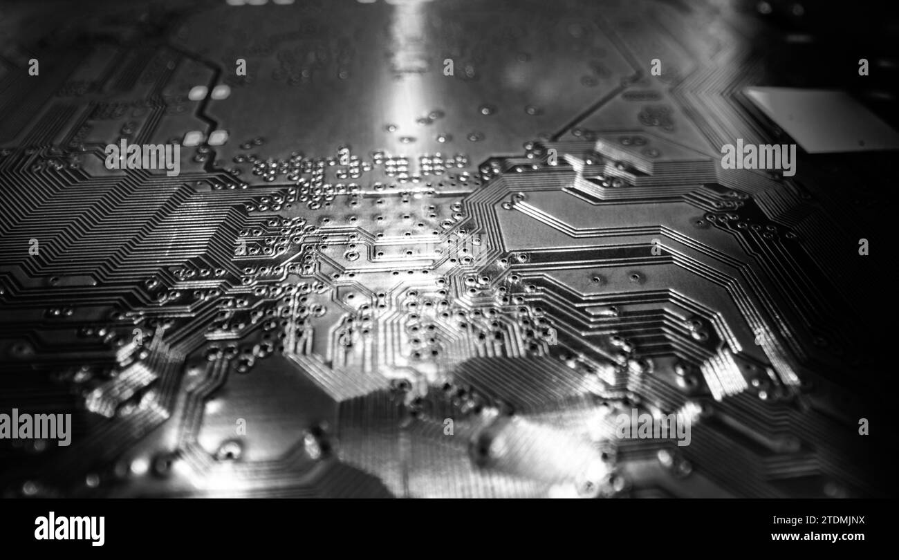 Circuit board. Technological electronic plate with roads and other ...