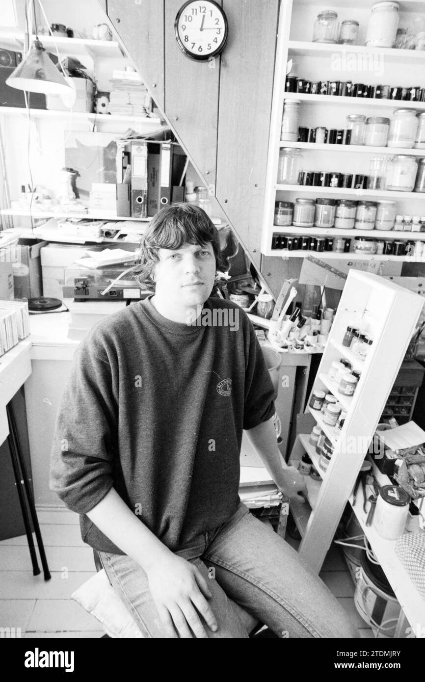 Portrait of Wim Stevenhagen, cartoonist in his studio, Amsterdam, The ...