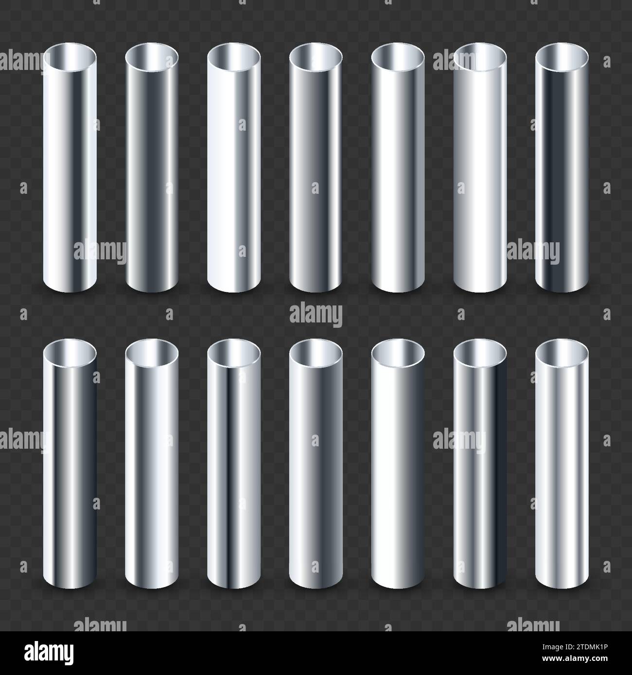 Steel pipes collection. Construction material, pipeline. Industry and ...