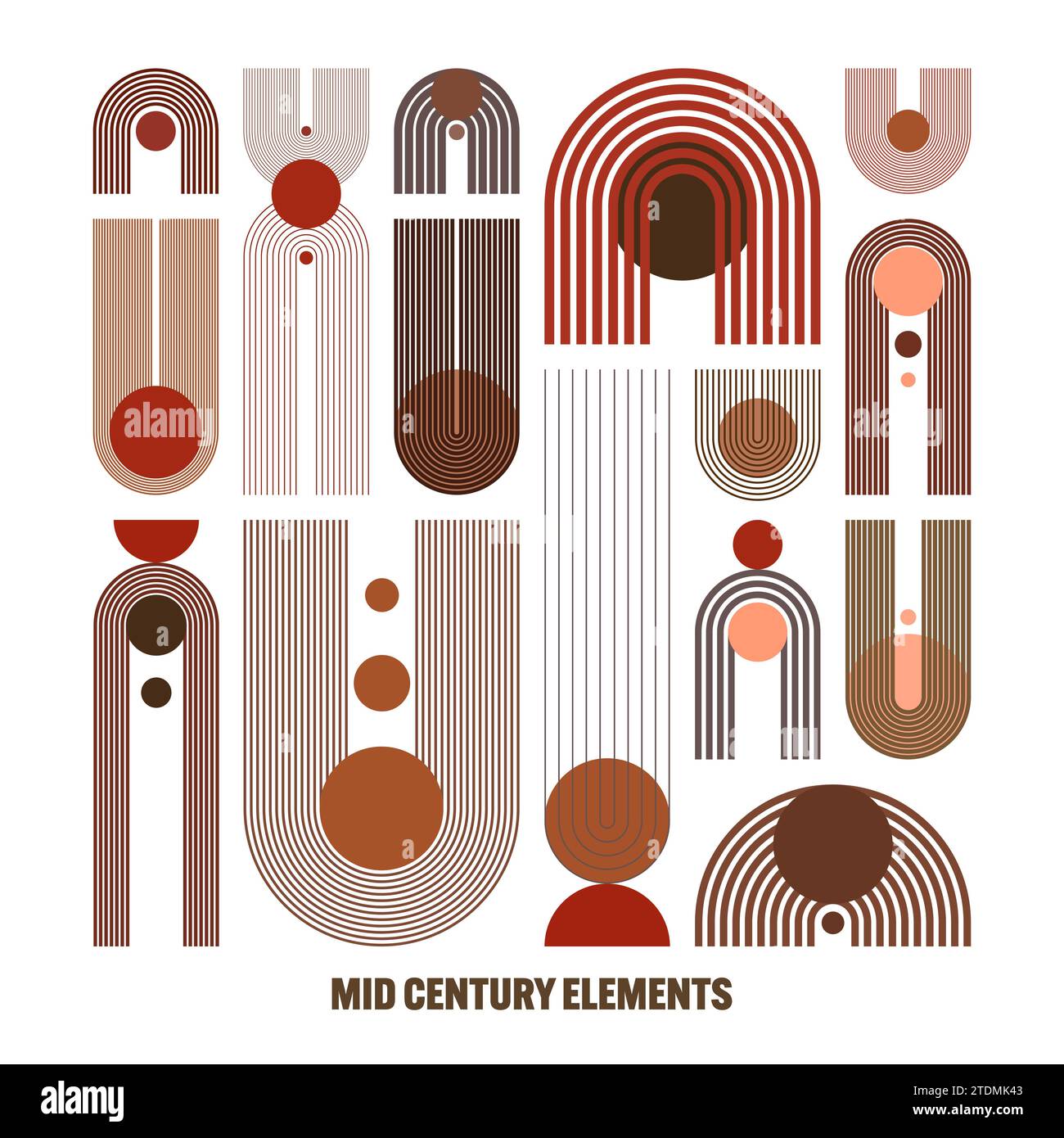 Mid century arch and circle elements, modern geometric shapes ...