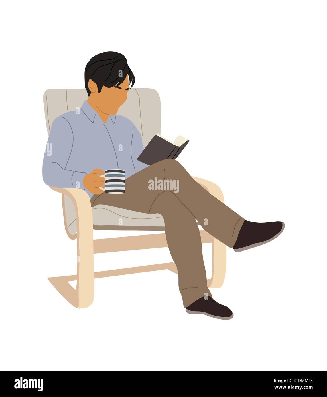 Reading book in chair Stock Vector Images - Alamy