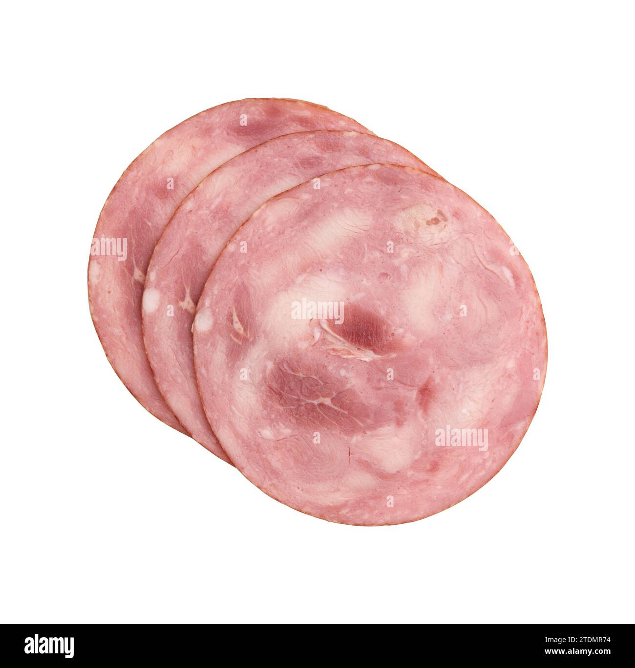 round pieces of ham isolated on white background with clipping path ...