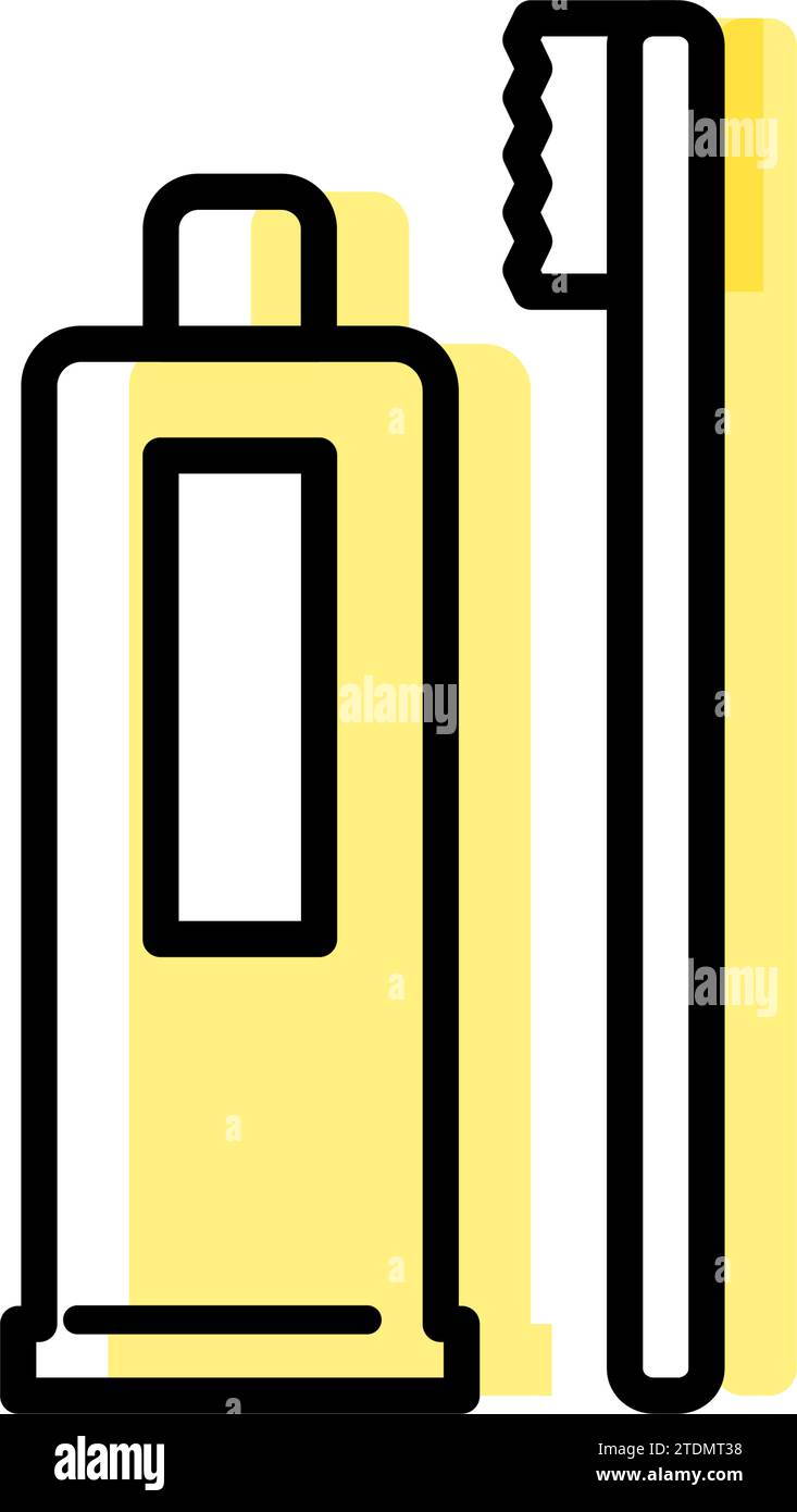 Dental: Iconic image of toothpaste, simple line drawing of toothbrush ...