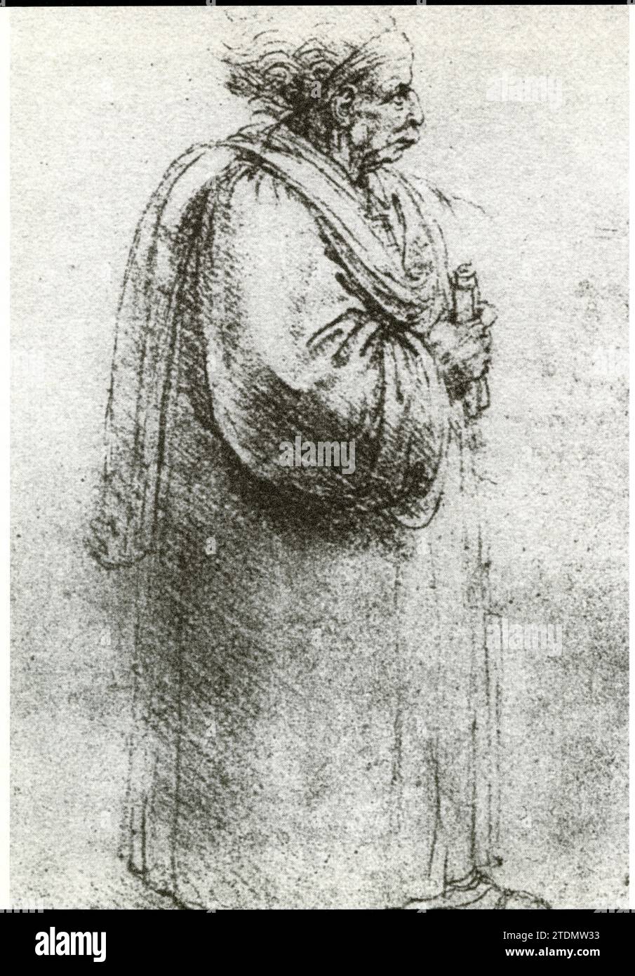 LEONARDO DA VINCI.CARICATURE OF THE PEDANTRY.CIRCA 1490.BLACK STONE ...