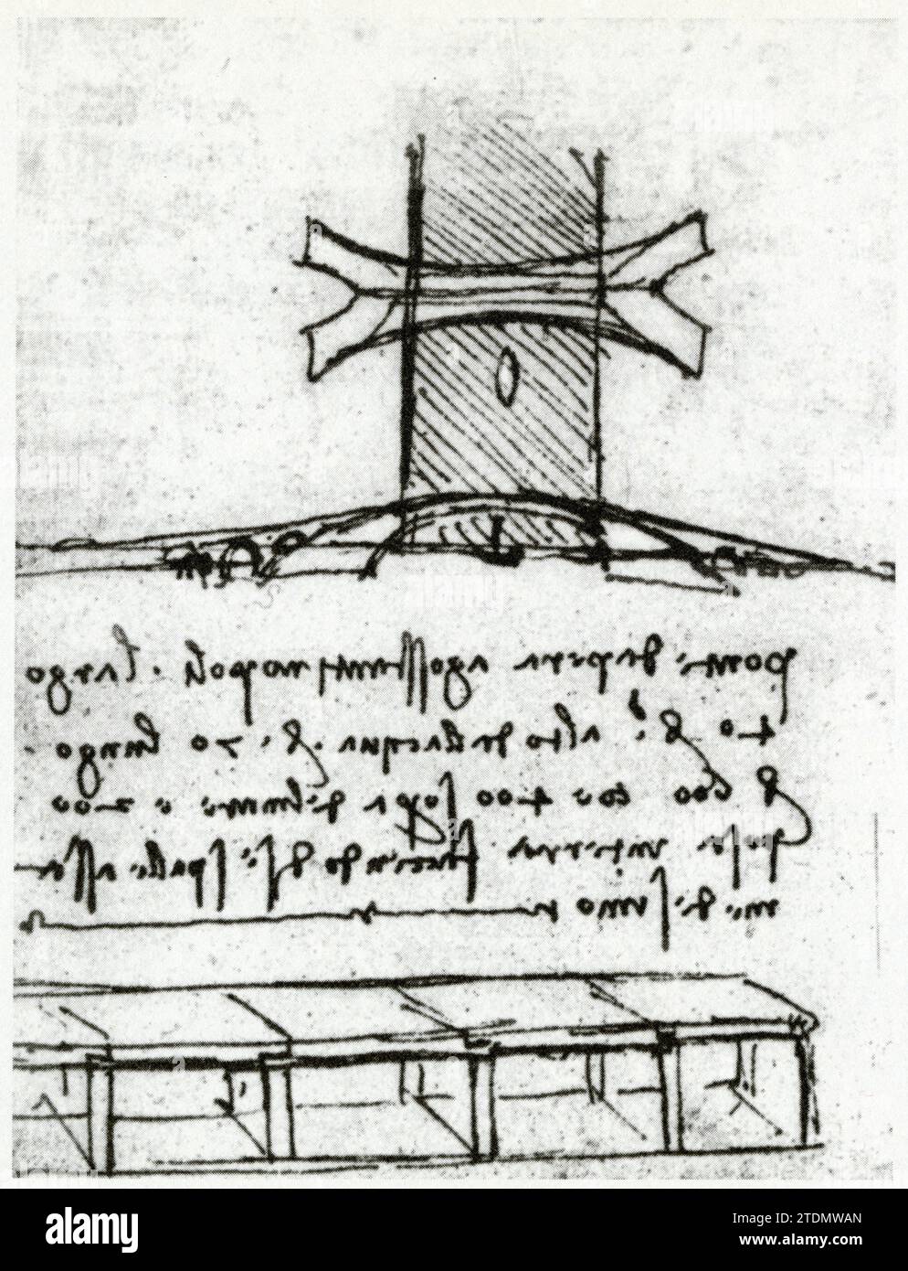 LEONARDO DA VINCI.SKETCH FOR A BRIDGE OVER THE GOLDEN HORN.CIRCA 1502 ...