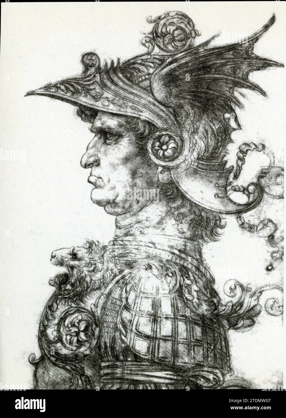 LEONARDO DA VINCI.PORTRAIT OF A WARRIOR .CIRCA 1480.SILVER POINT ...