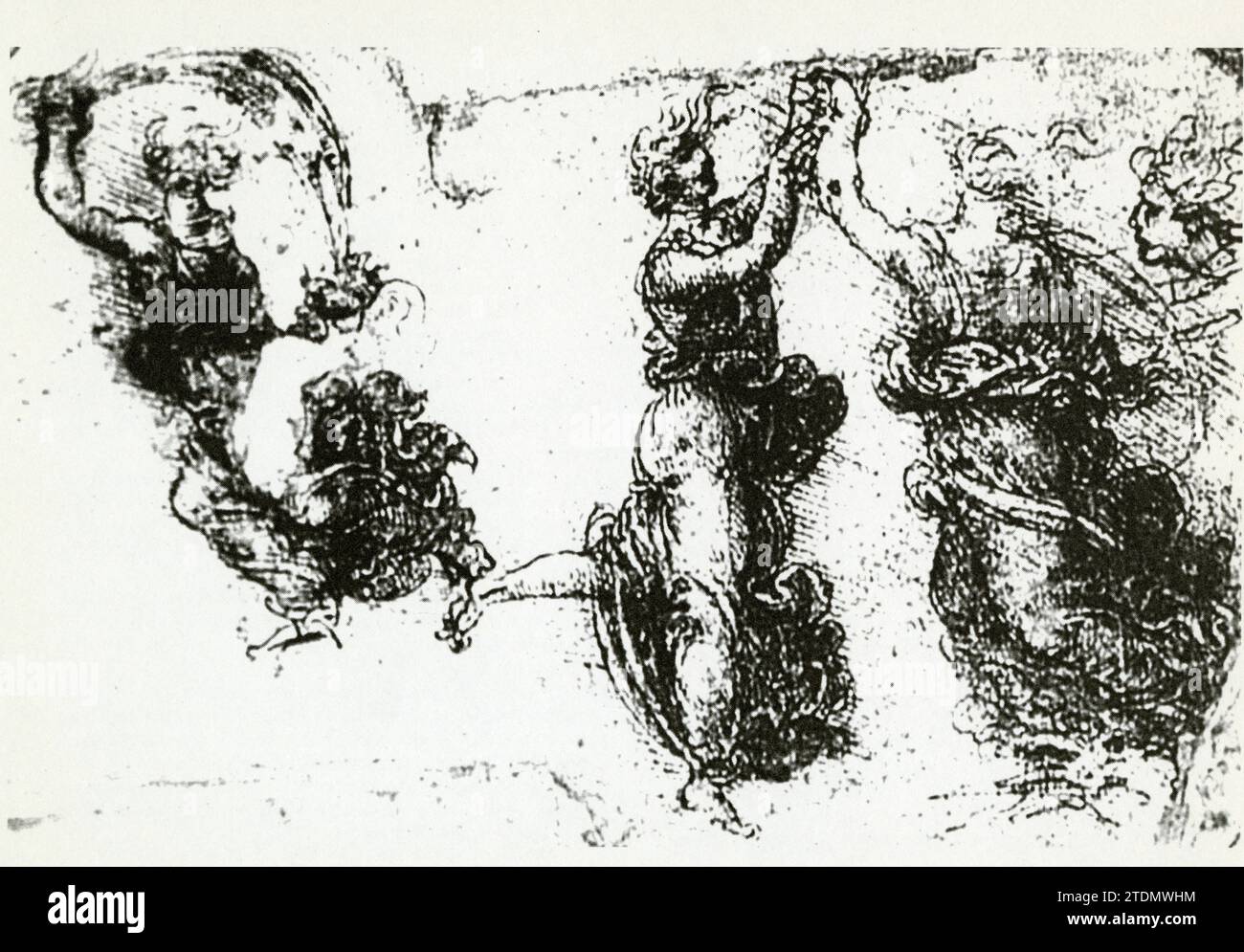 LEONARDO DA VINCI.THREE DANCING FIGURES.CIRCA 1519.PEN AND INK DRAWING ...