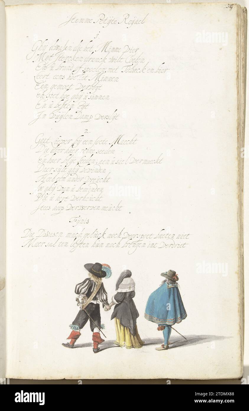 Soldier, lady and lord, from behind, c. 1653 - c. 1654 Soldier, lady ...