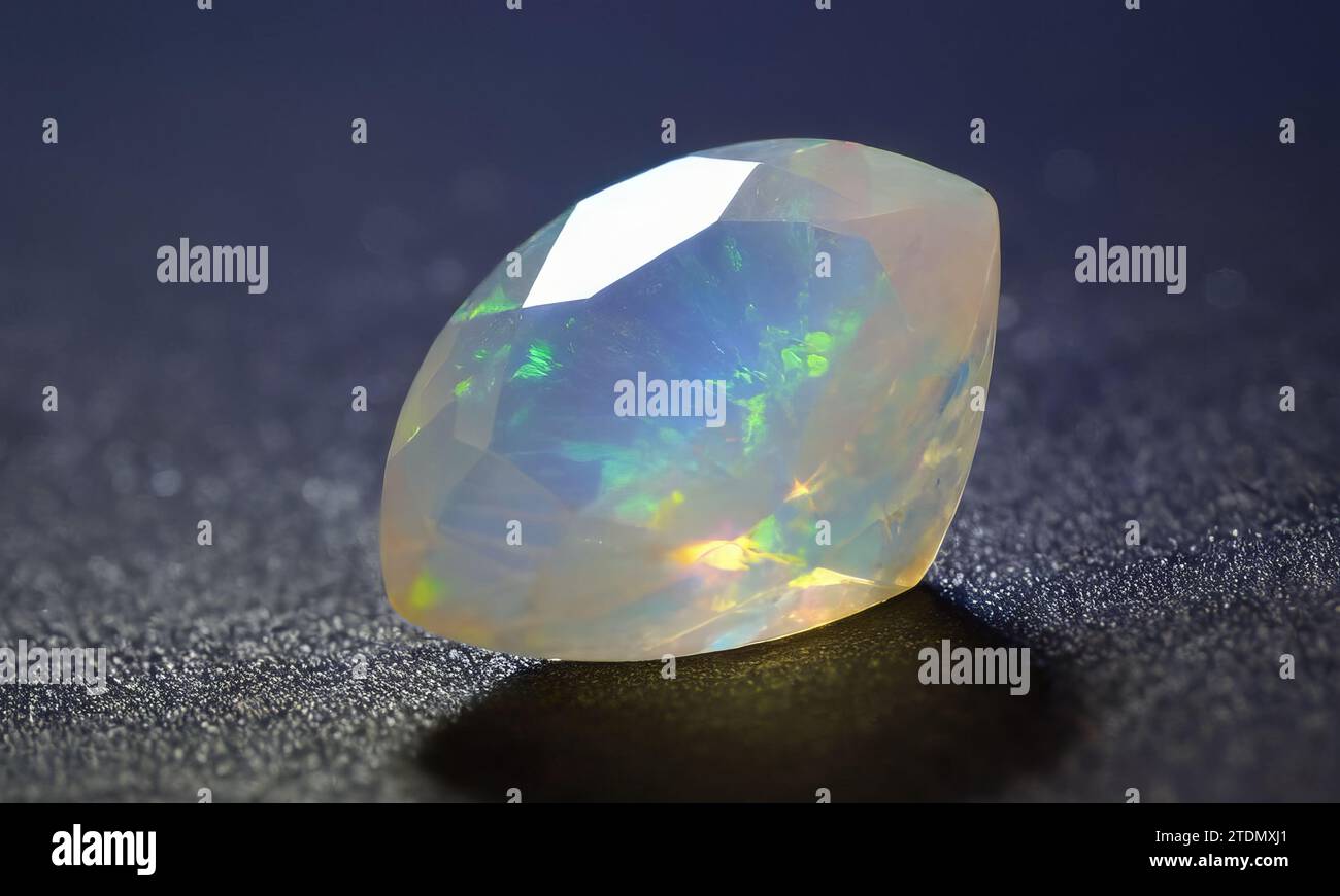 Natural rainbow opal on brown background Stock Photo - Alamy