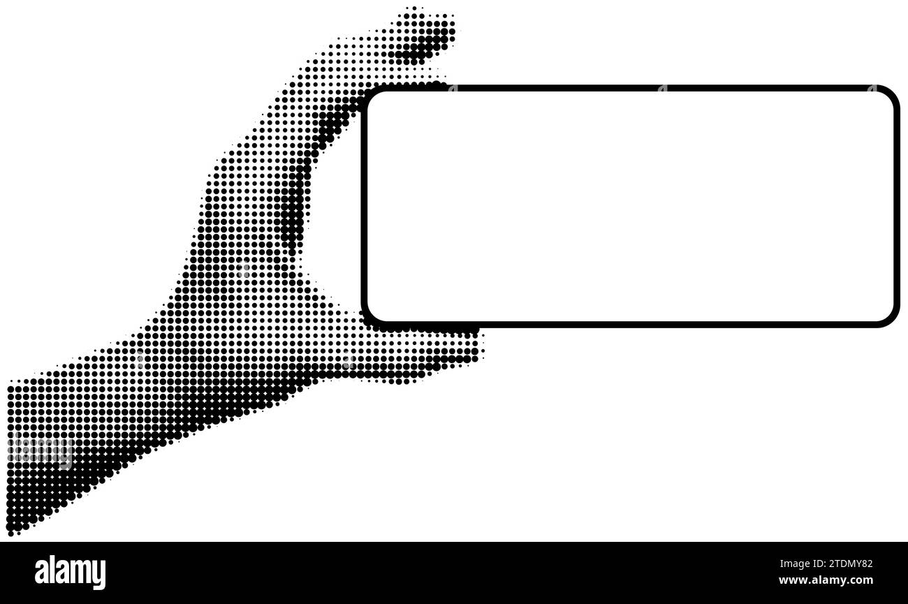Halftone hand holding smartphone horizontally vector illustration Stock ...