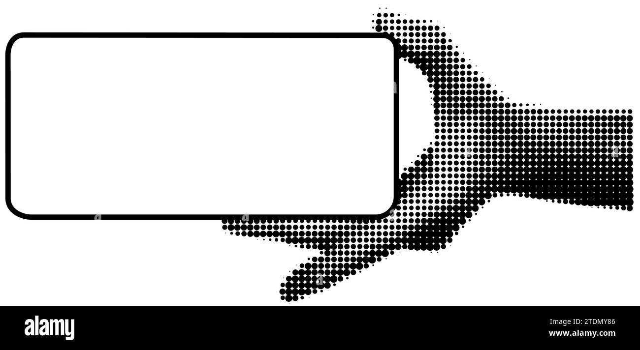 Halftone Hand Holding Smartphone Horizontally Vector Illustration Stock