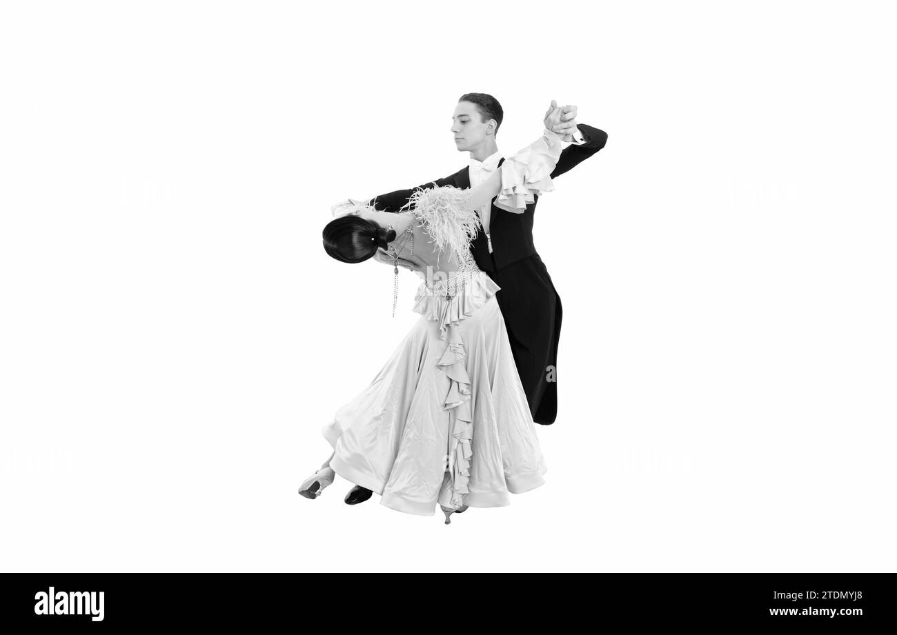 ballroom couple choreography dance in white studio. ballroom couple ...