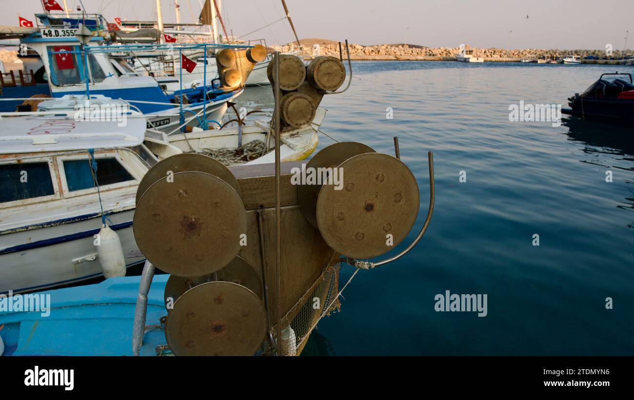 Palamutbuk, Muğla, TURKEY - 07 23, 2023: Boats anchored in the ports of ...