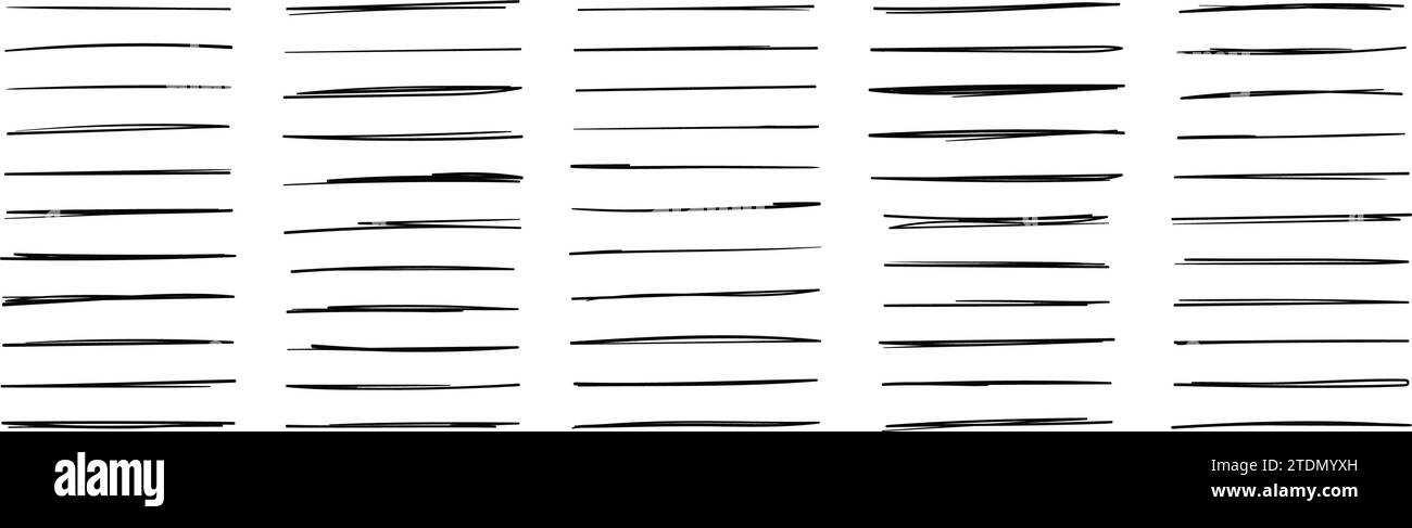 Underline strikethrough doodle lines set vector illustration Stock ...