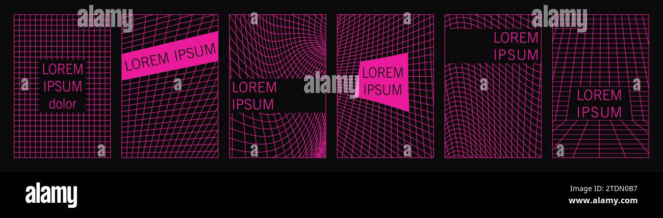 Distorted vertical grid neon posters set vector illustration Stock Vector Image & Art - Alamy