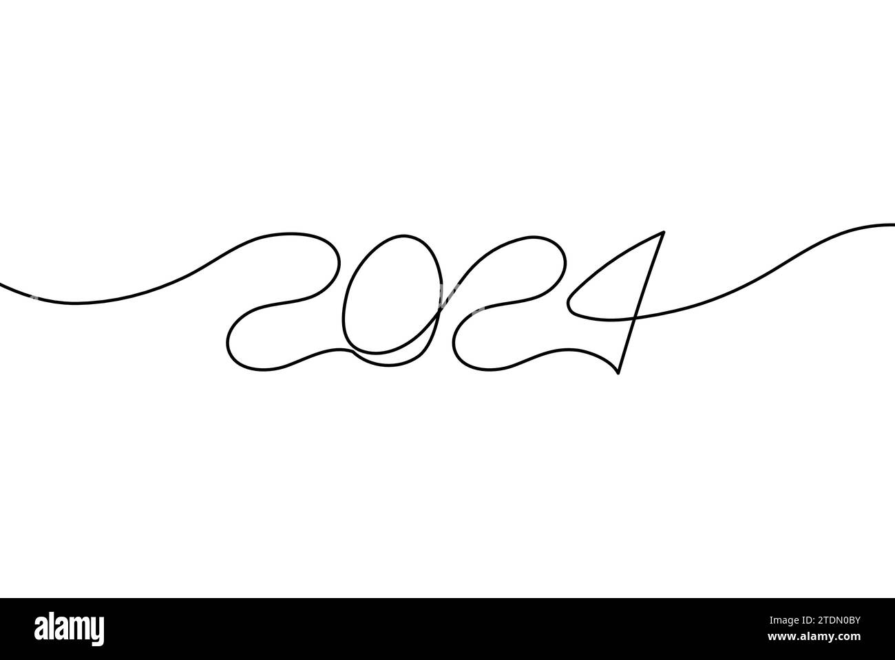 2024 one continuous line banner template vector illustration Stock ...