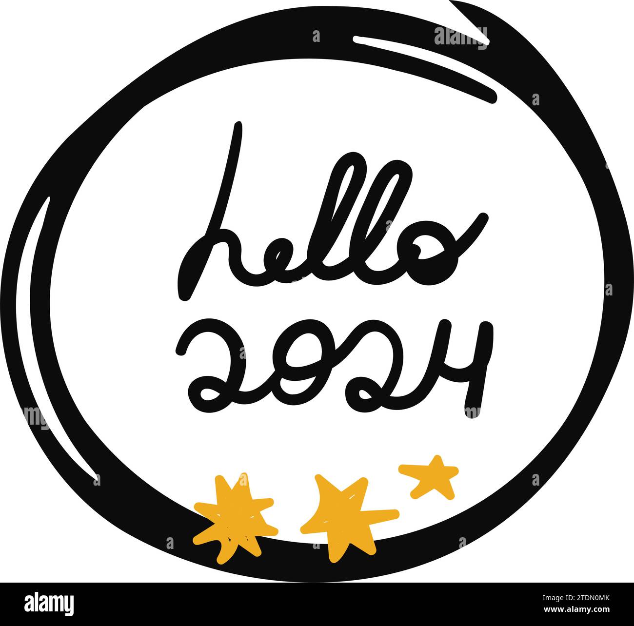 Hello 2024 hand drawn doodle vector illustration Stock Vector Image ...