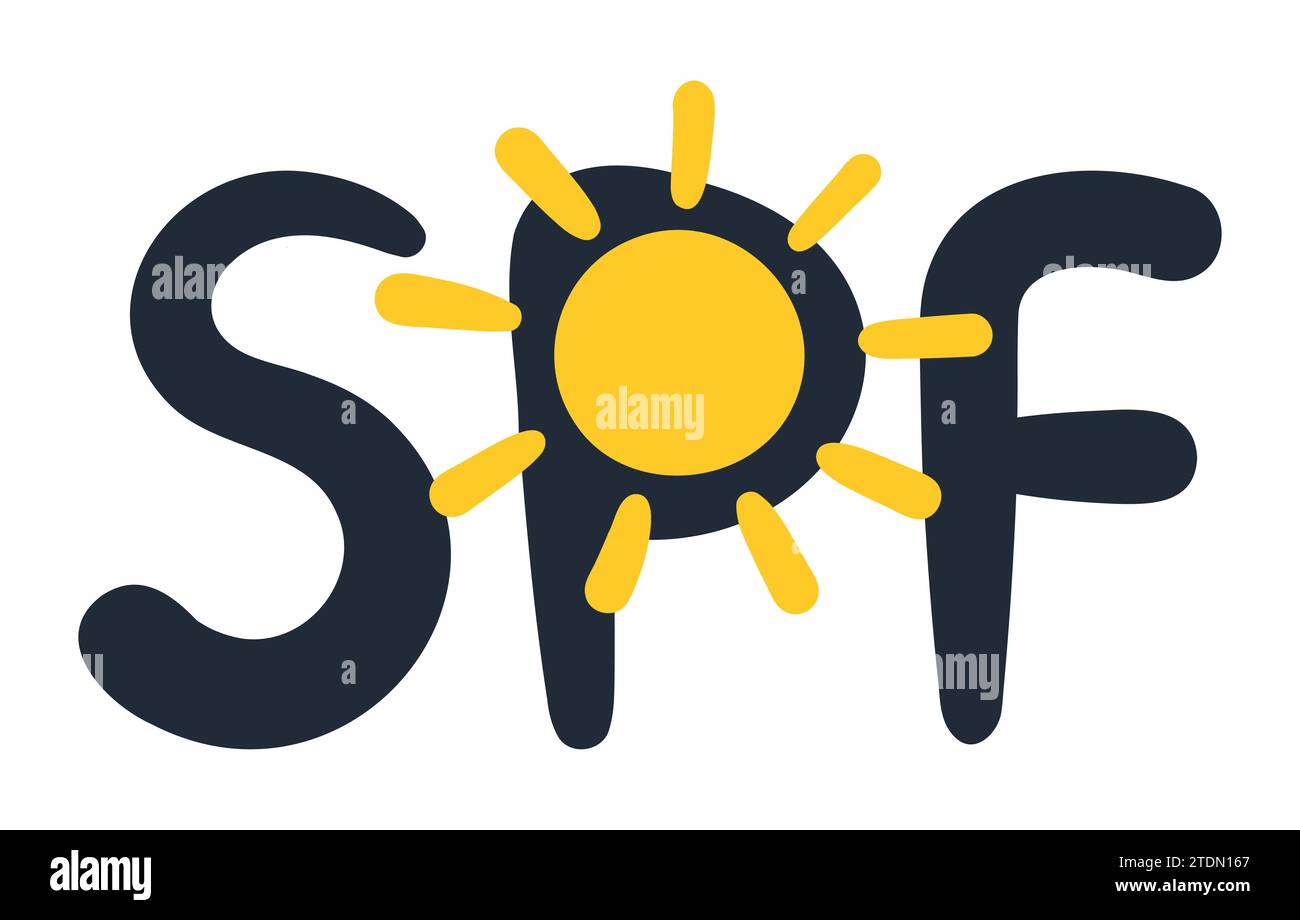 SPF sun protection factor lettering abbreviation vector illustration ...