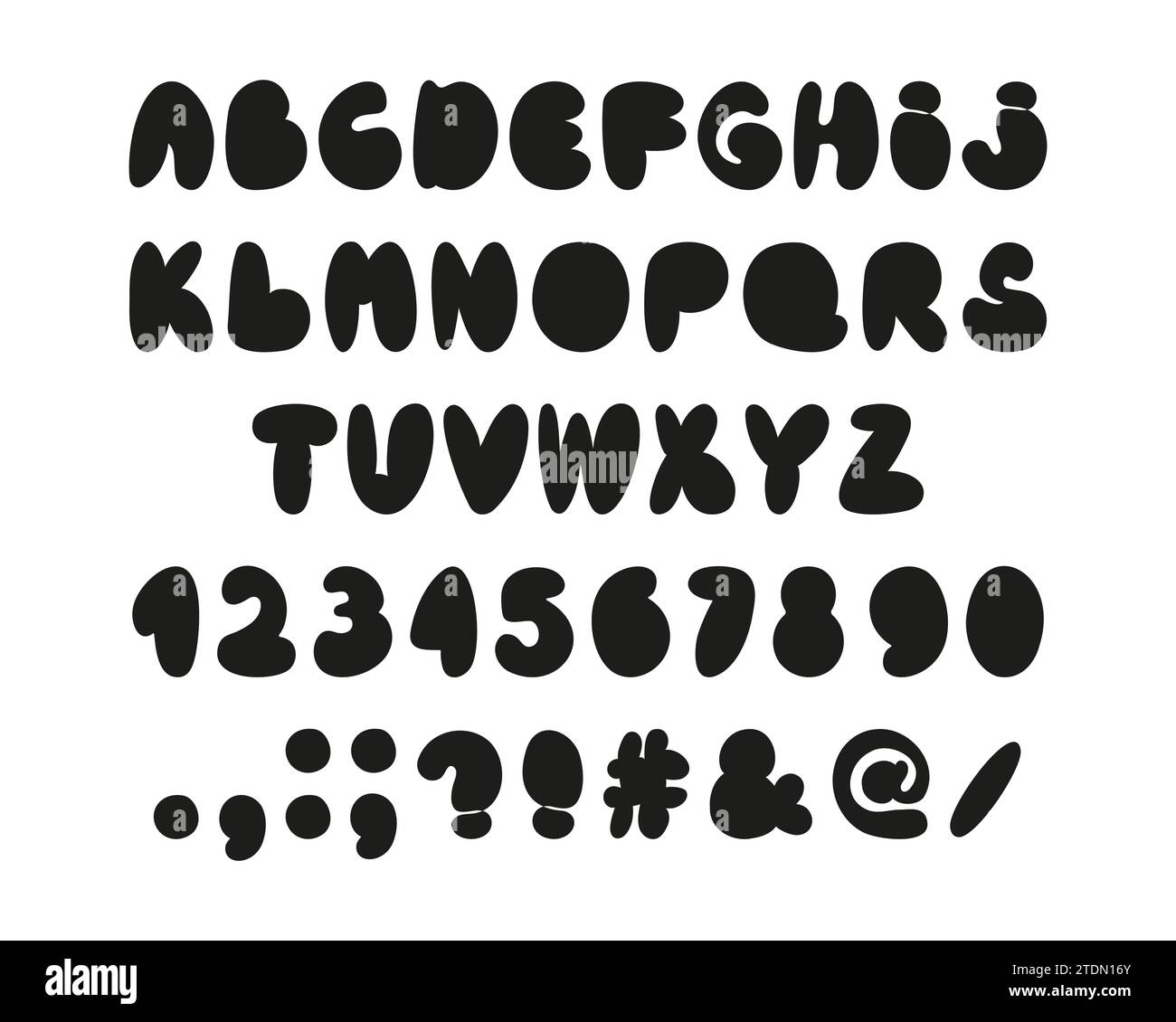 Bubble alphabet graffiti silhouette font vector illustration Stock ...