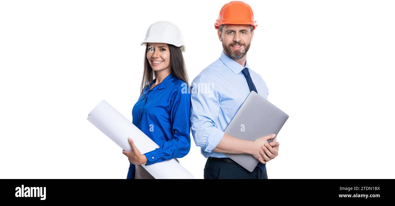 Safety business. Data protection. Supervisor engineer with blueprint ...