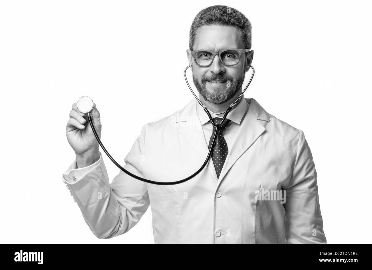 photo of cardiologist man doctor do auscultation. doctor isolated on ...