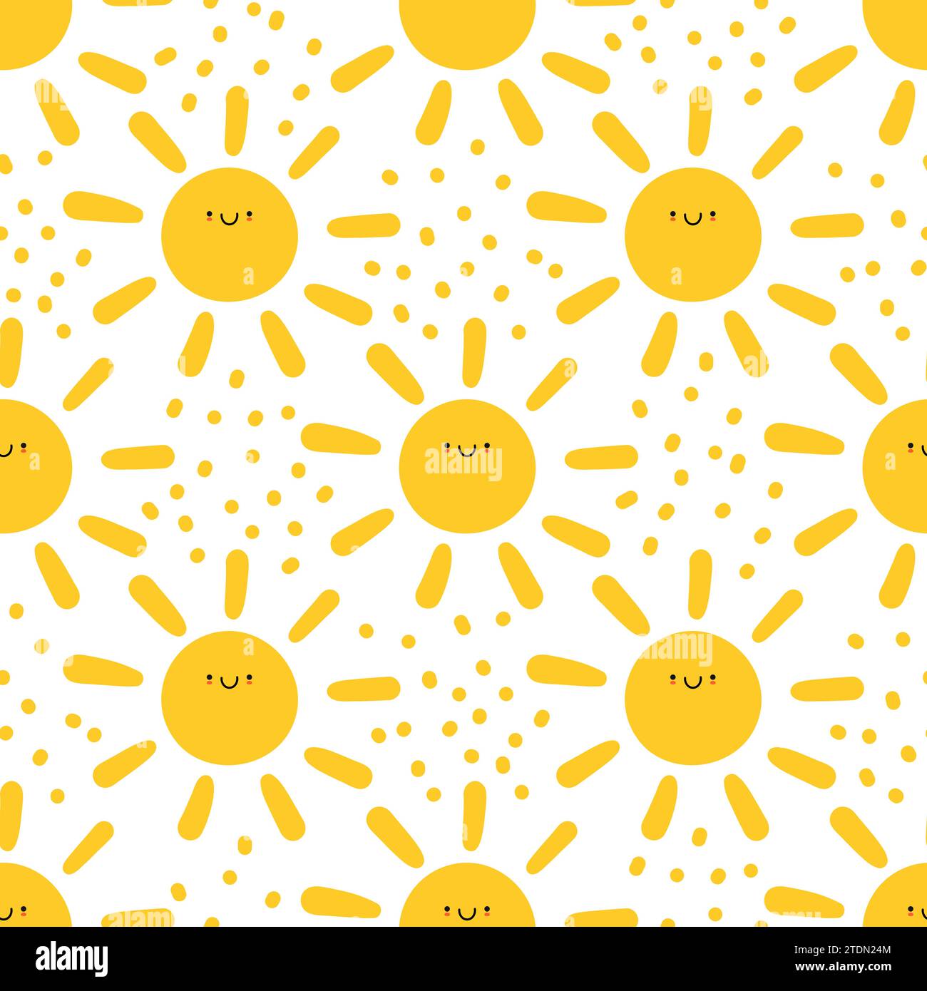 Cute sun character seamless pattern vector illustration Stock Vector ...