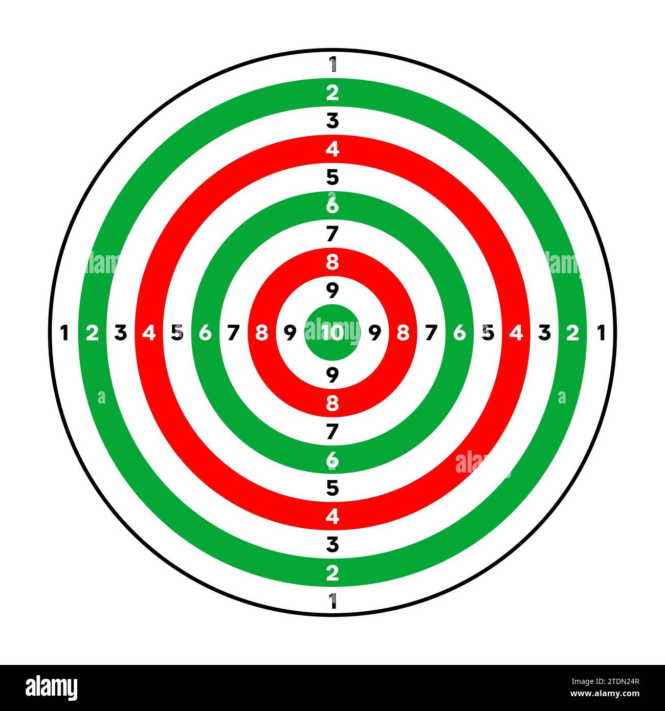 Shooting range paper target with divisions, marks and numbers. Archery ...