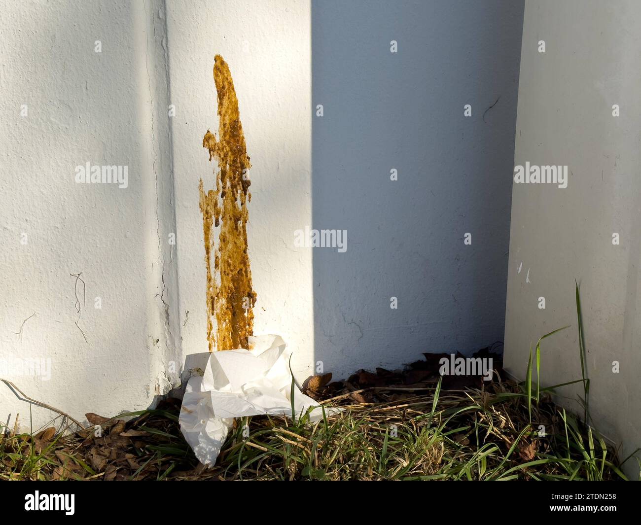 Augsburg, Bavaria, Germany - November 29, 2023: Public wall soiled by a ...