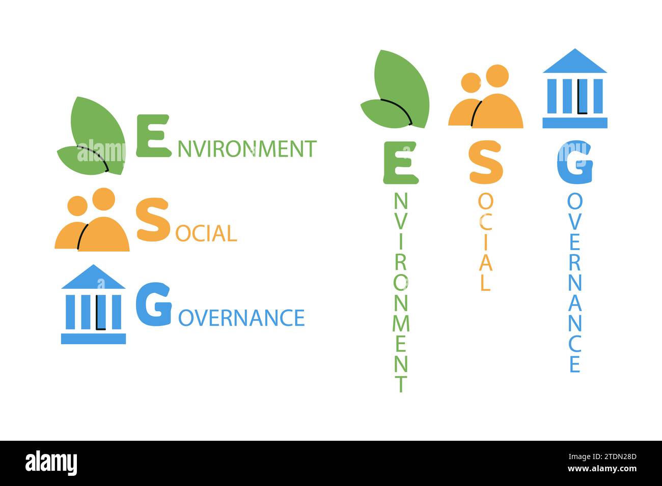 Environment Social Governance concept signs vector illustration Stock ...