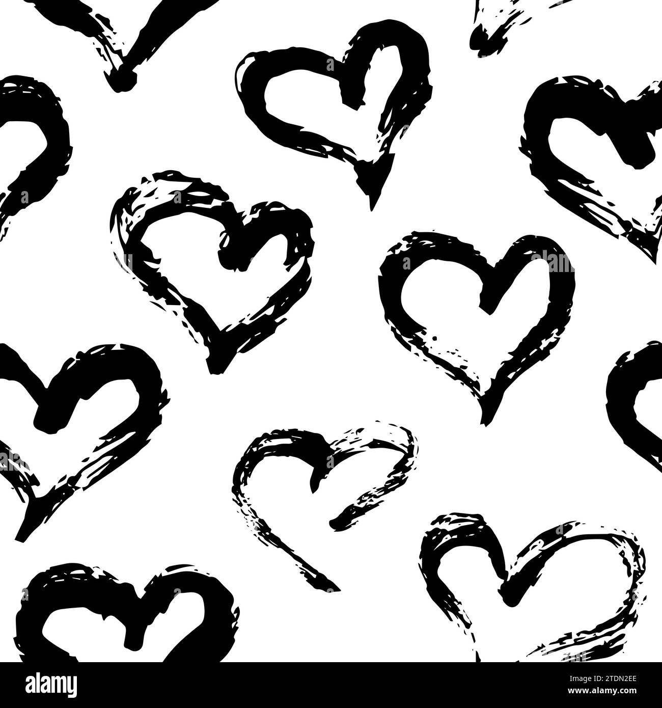 Seamless heart pattern. Hand painted with ink. Graphic design element ...