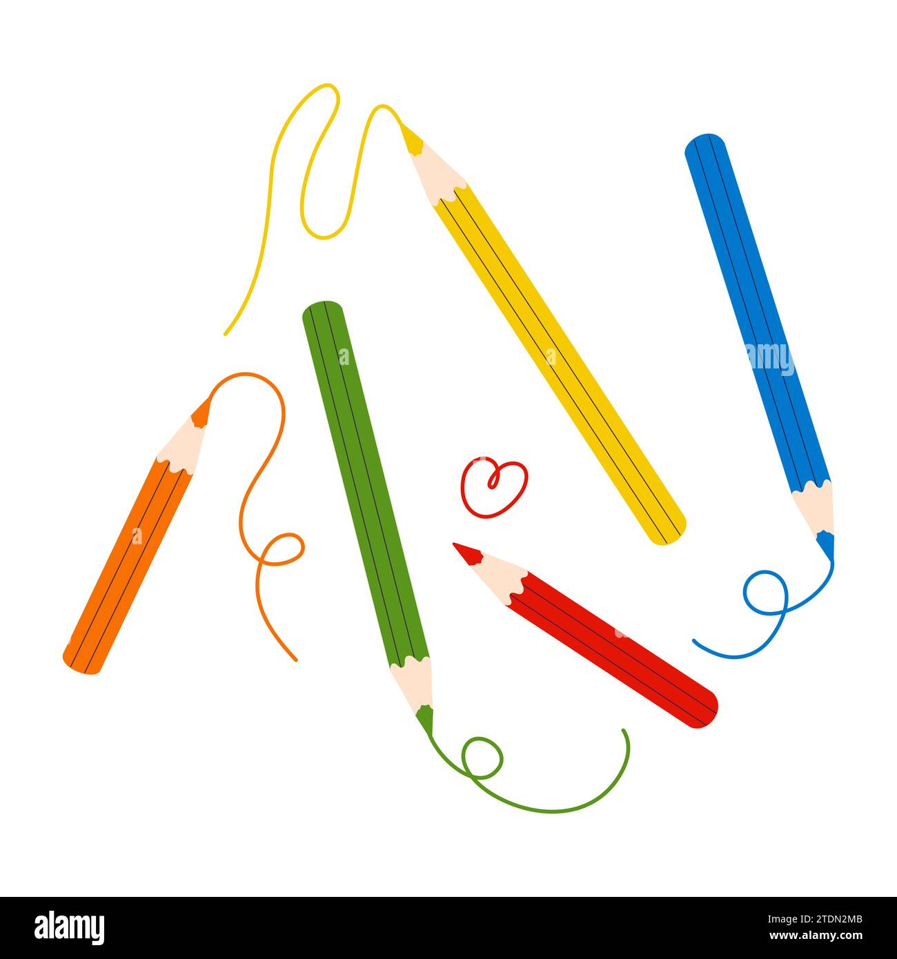 Colored pencils crayons with scribble lines vector illustration Stock ...
